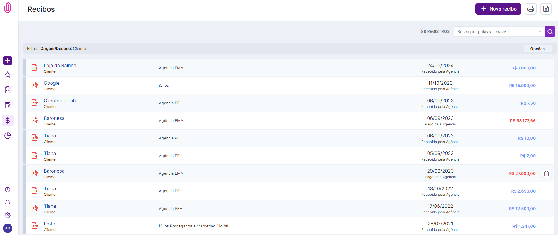 Como consultar os recibos emitidos pelo iClips? - iClips - Central de Ajuda