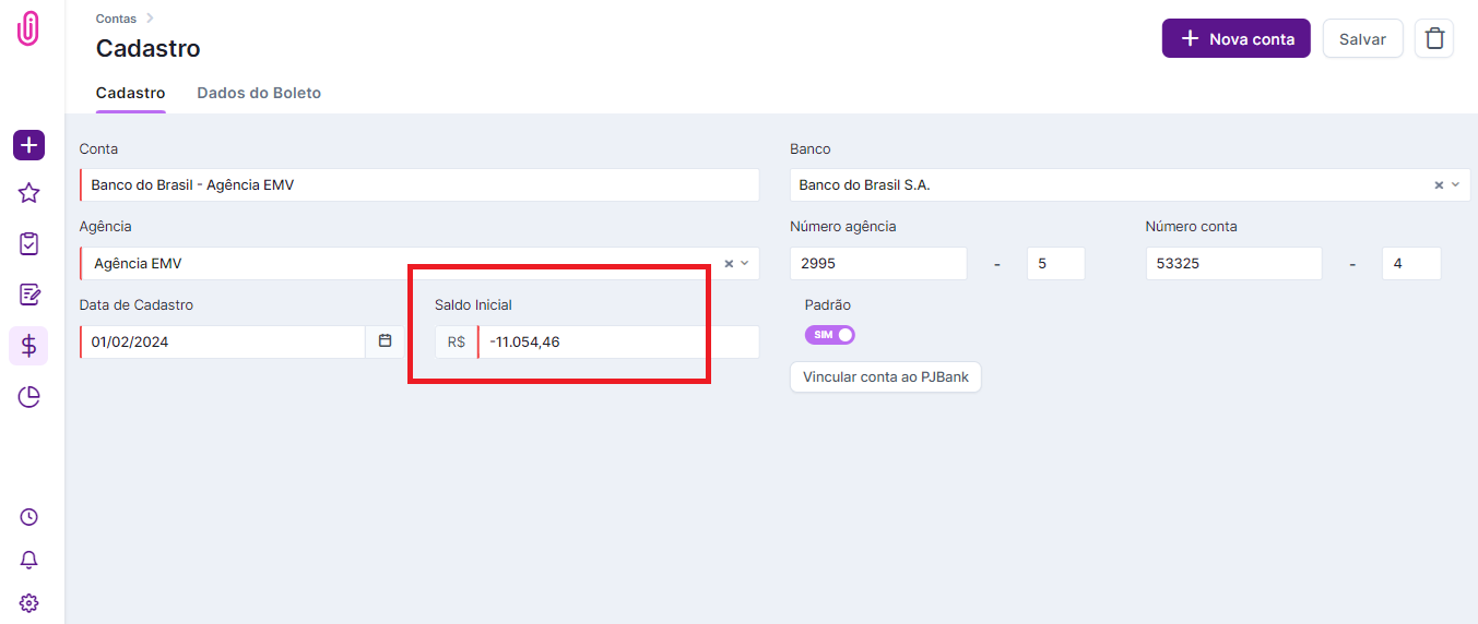 Como ajustar o "saldo inicial da conta", quando já utilizo o iClips ...